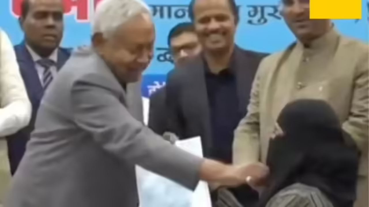 'Shameless': Video of Nitish Kumar trying to remove doctor's hijab sparks row; OPPN slams Bihar CM