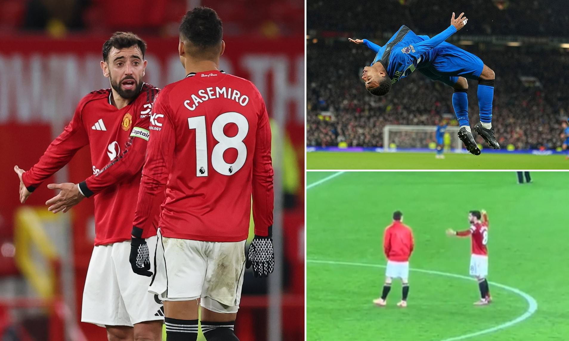 Unseen moment Bruno Fernandes delivers rollocking to two Man United ...