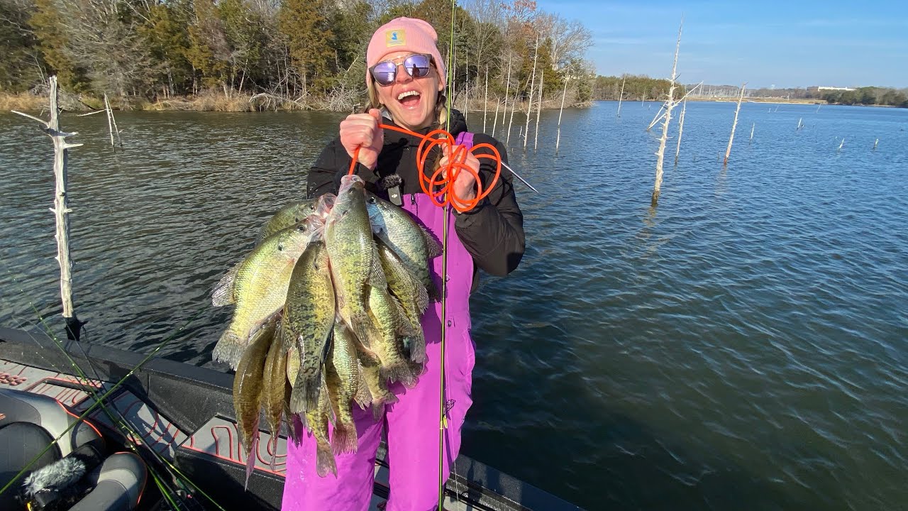 She smoked big slab crappie for fish fry catch and cook