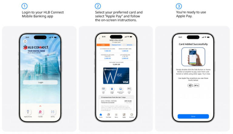 Use Apple Pay with HLB Visa cards and earn RM30 cashback for a limited time