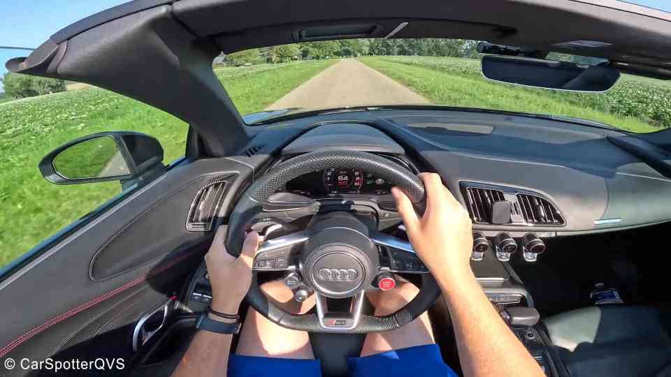 650hp Audi R8 V10 Spyder with ASG exhaust POV test drive