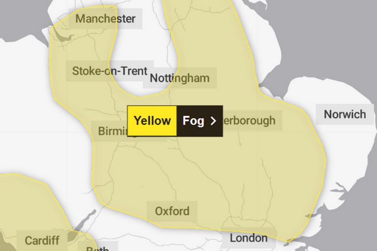 Met Office's new ten hour fog warning for Coventry and Warwickshire