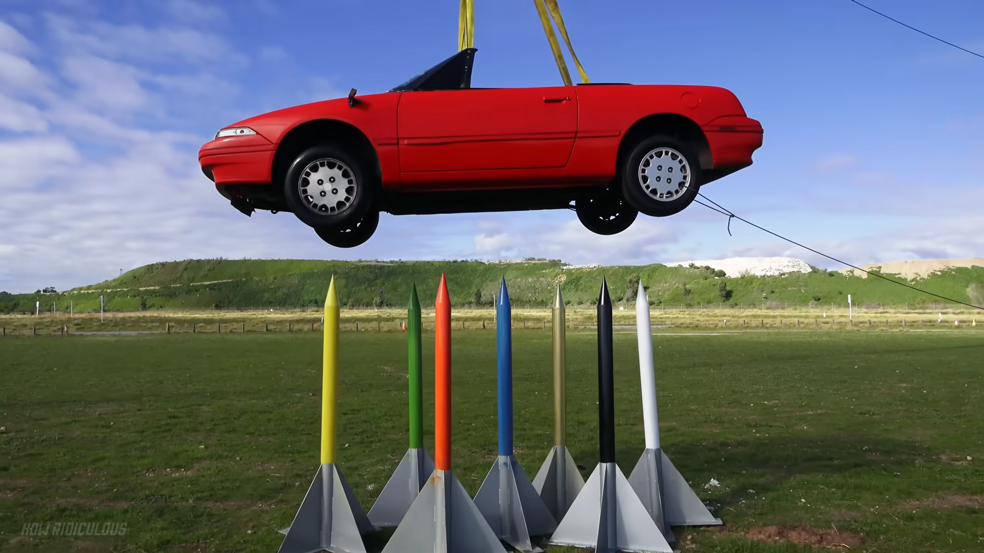 What happens when a car hits a giant spike trap from 150ft
