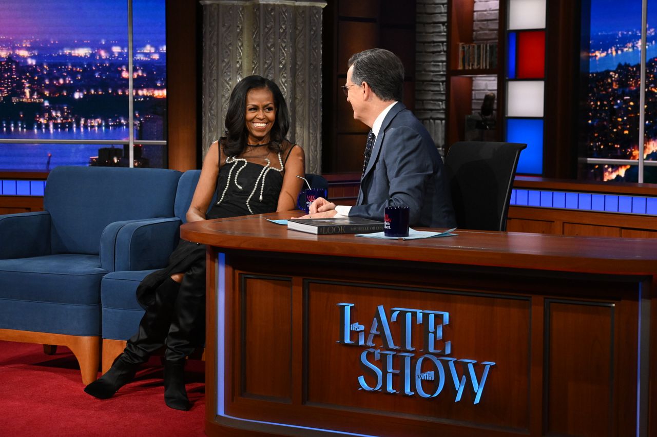 Michelle Obama turns heads in a millennial going out dress with a sheer ...