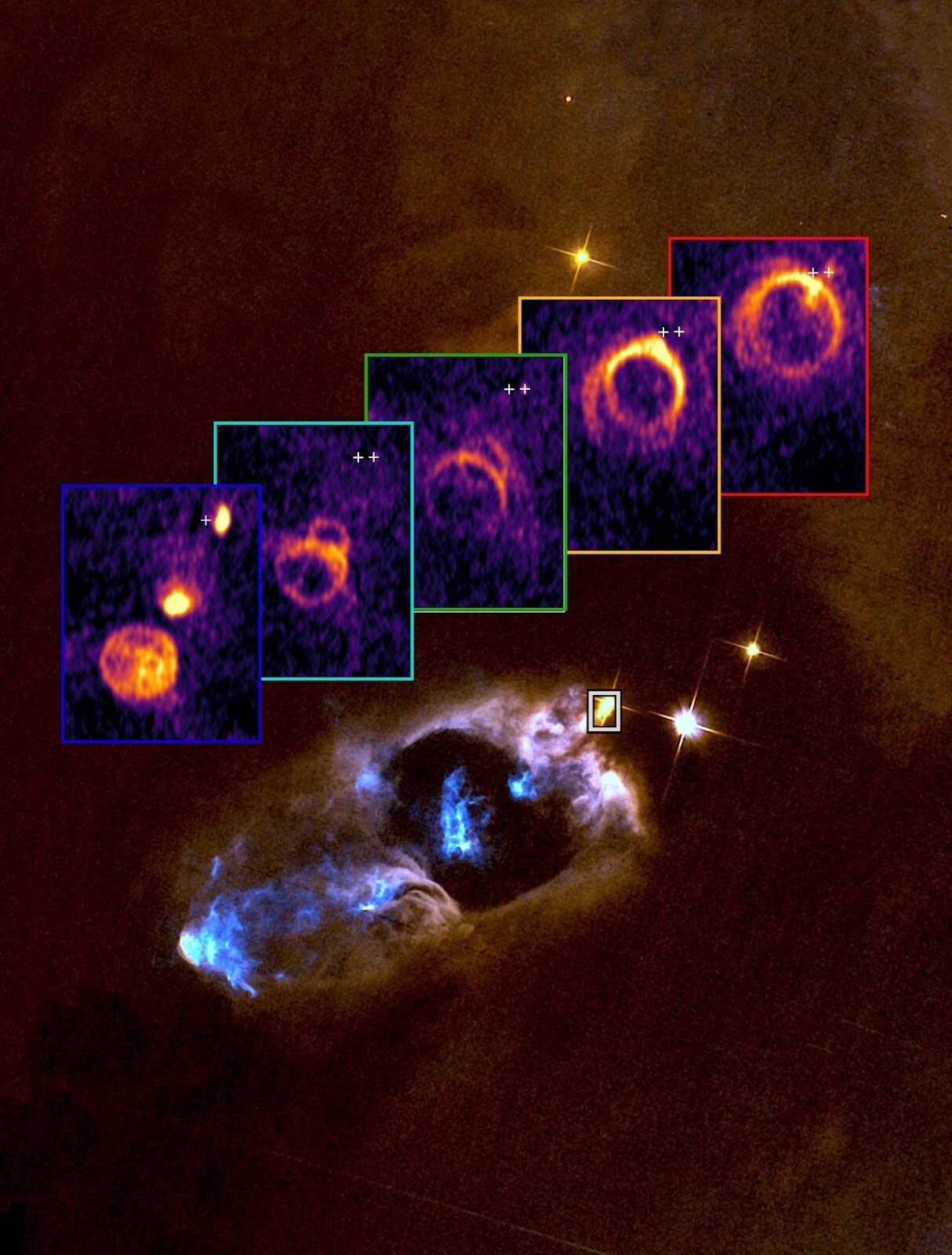 Dazzling cosmic jet reveals time-stamped history of star birth