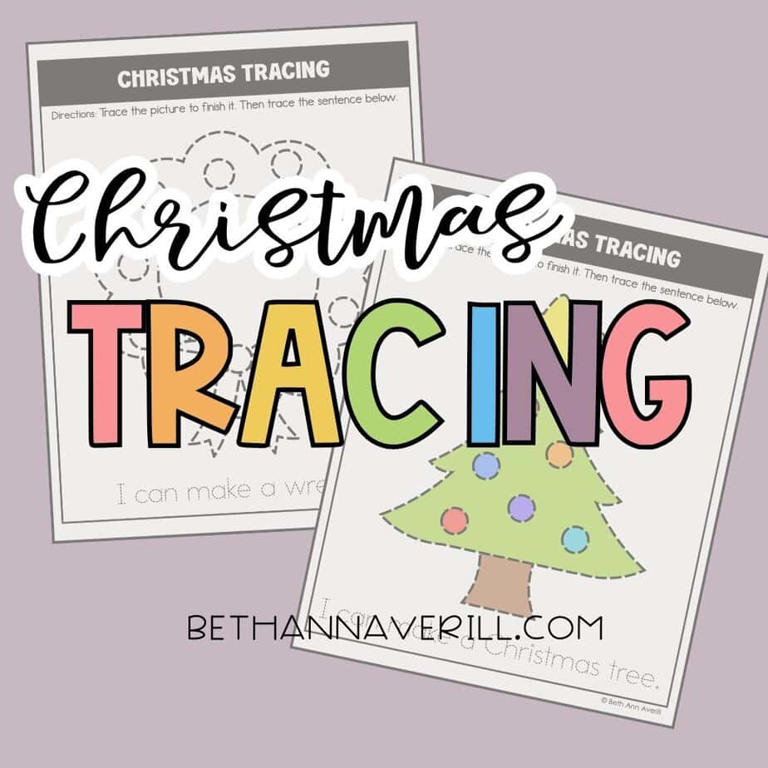 Christmas tracing printable fine motor practice for preschoolers