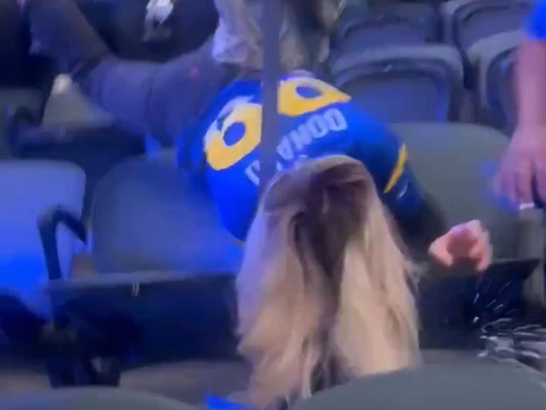 Rams fan goes viral after scary tumble down stadium seats during fight