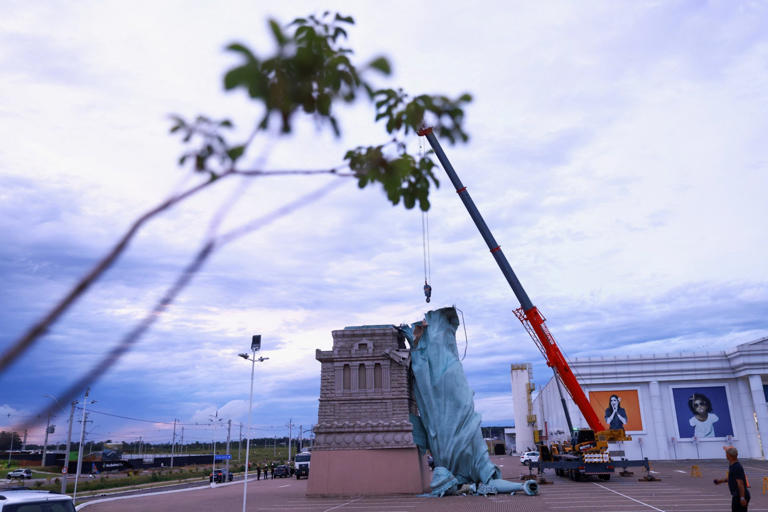 Statue of Liberty replica toppled in Brazil storm