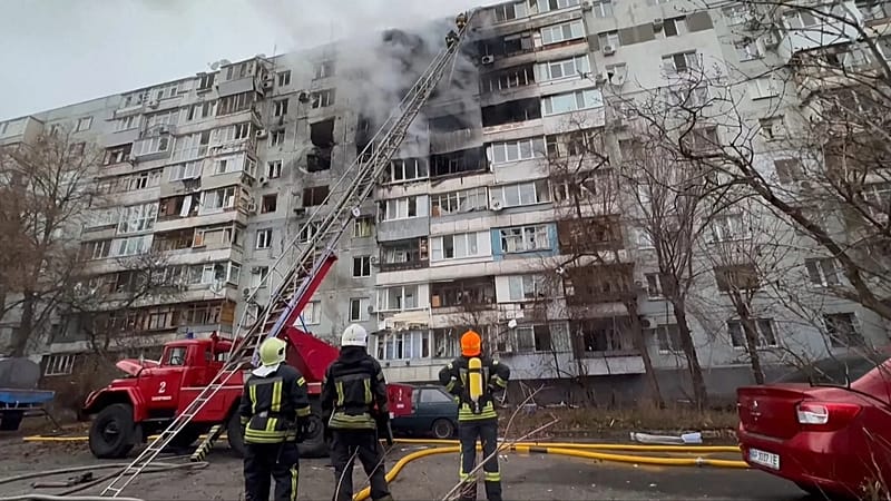 Russian drone strike hits Zaporizhzhia apartment block and injures three