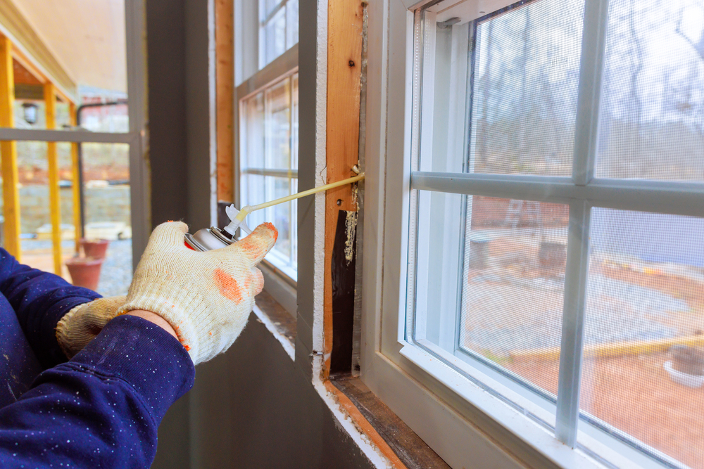 Caulking spots preventing drafts and leaks