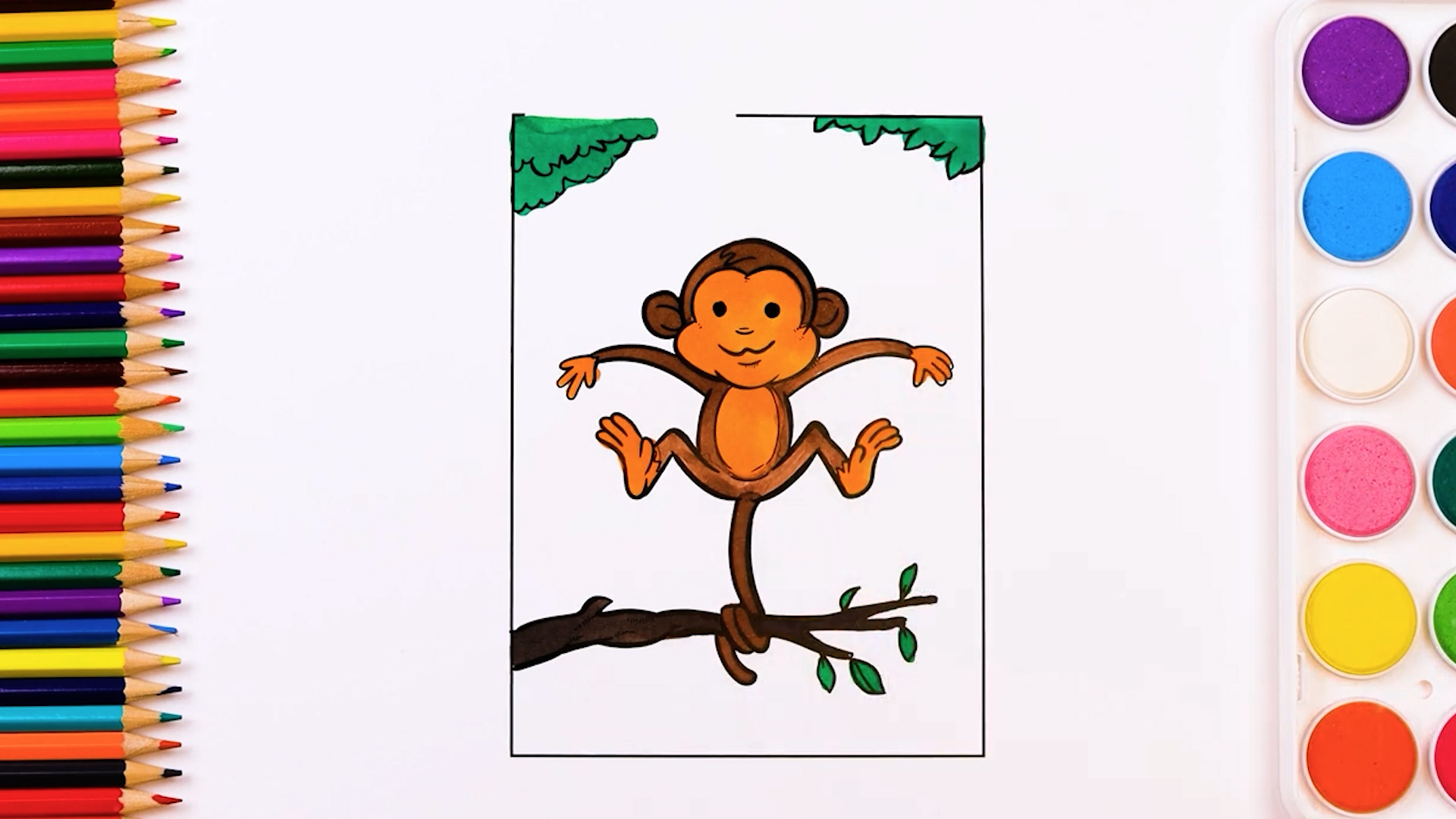 Let's color a fun monkey drawing