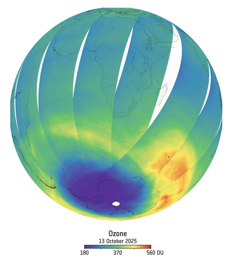 Satellite Sentinel-5A captures startling new images of Earth’s ozone hole