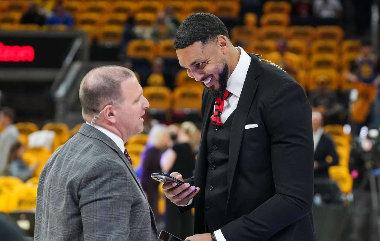 Rockets celebration goes wrong as announcer clocks broadcast partner on air