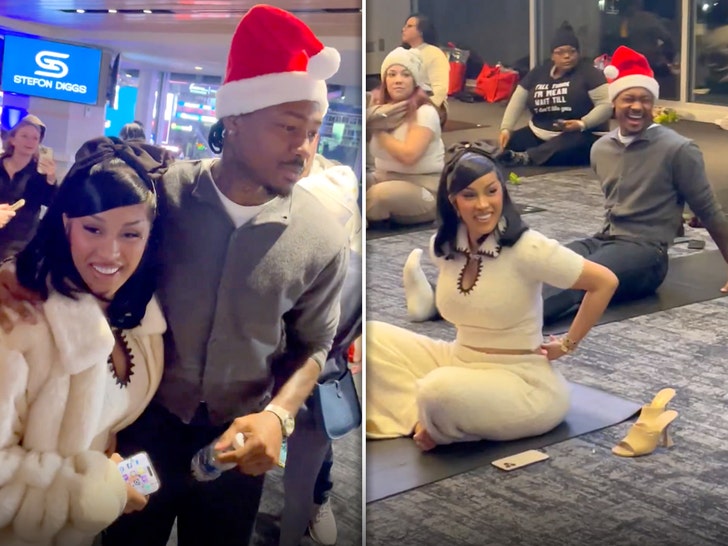 Cardi B supports Stefon Diggs during holiday event at Gillette Stadium