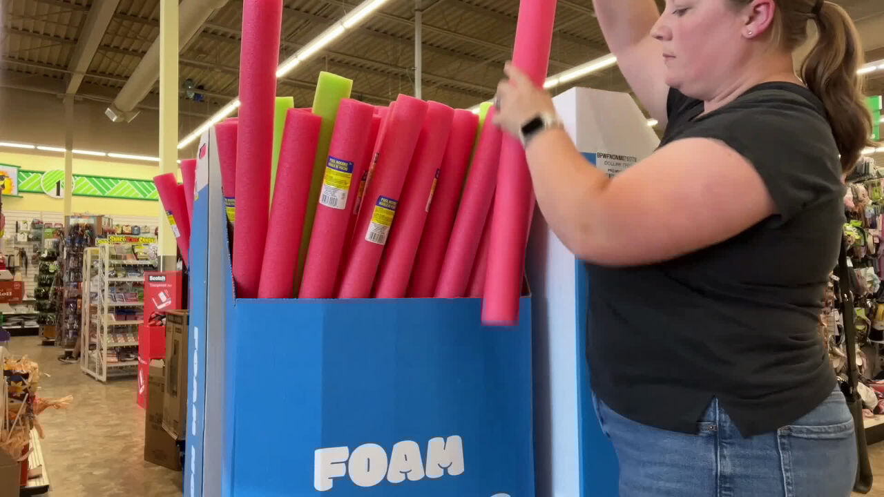 Pool noodle floral bookcase