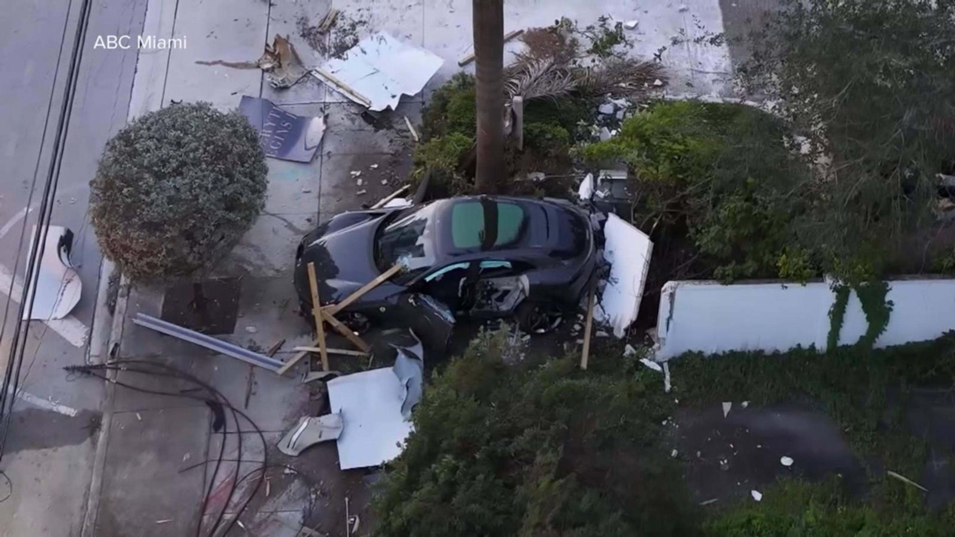 Video shows moment stolen Ferrari crashes into utility pole in Miami
