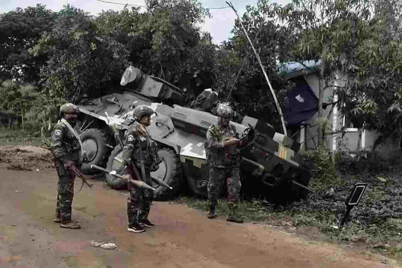 Het Thaise leger verliest een BTR-3E gepantserd voertuig tijdens ...