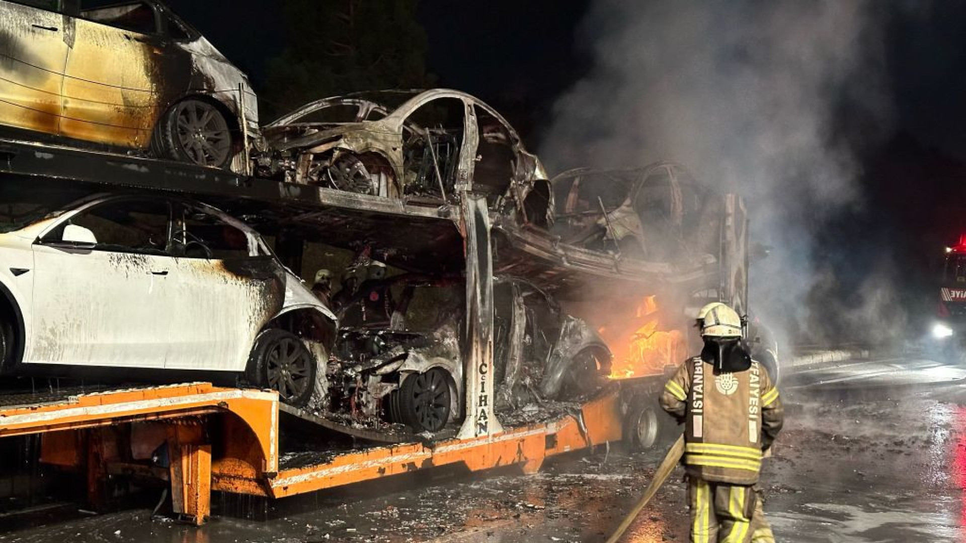 In what situations can electric cars catch fire?