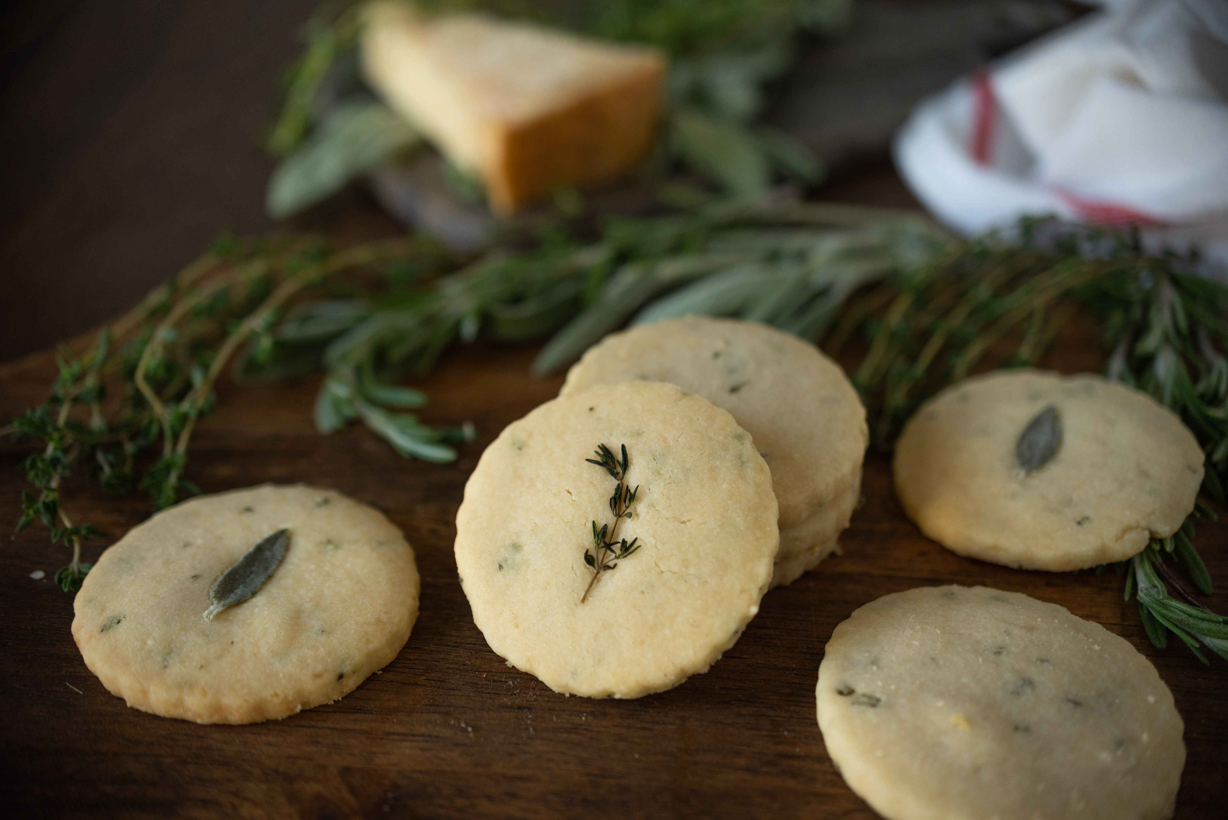Savory herb and Parmesan shortbread crackers