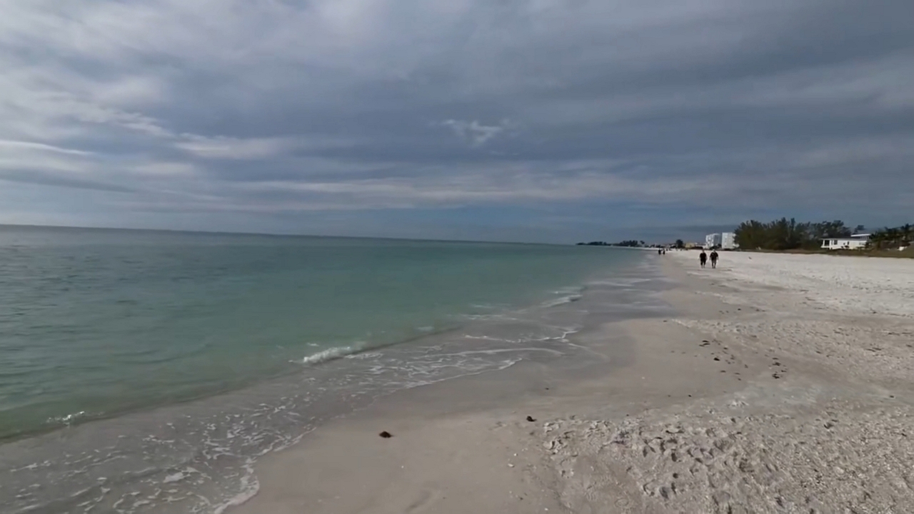Sunny December day at Manatee Public Beach in Holmes Beach, Florida, USA
