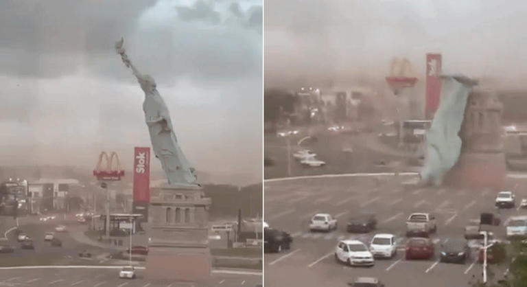 Brazil: Statue of Liberty replica collapses in 90 km/h winds