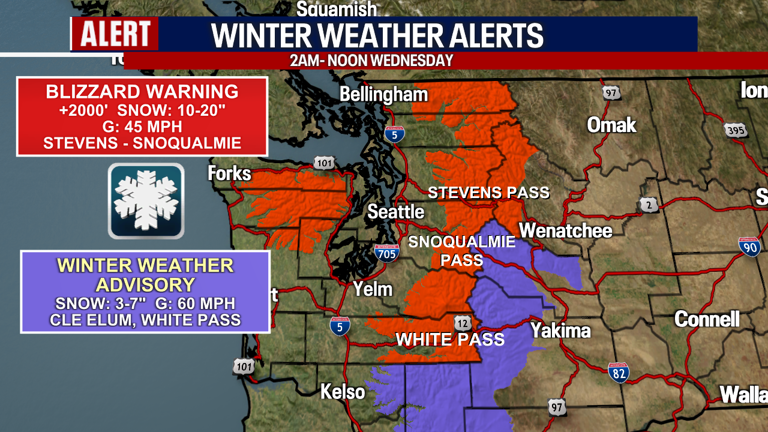 Live updates: WA power outages, flooding, blizzard warning, road closures