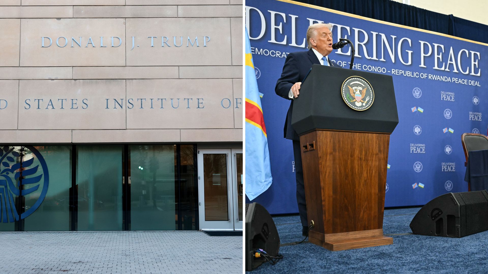 Trump pone su propio nombre en el Instituto de la Paz