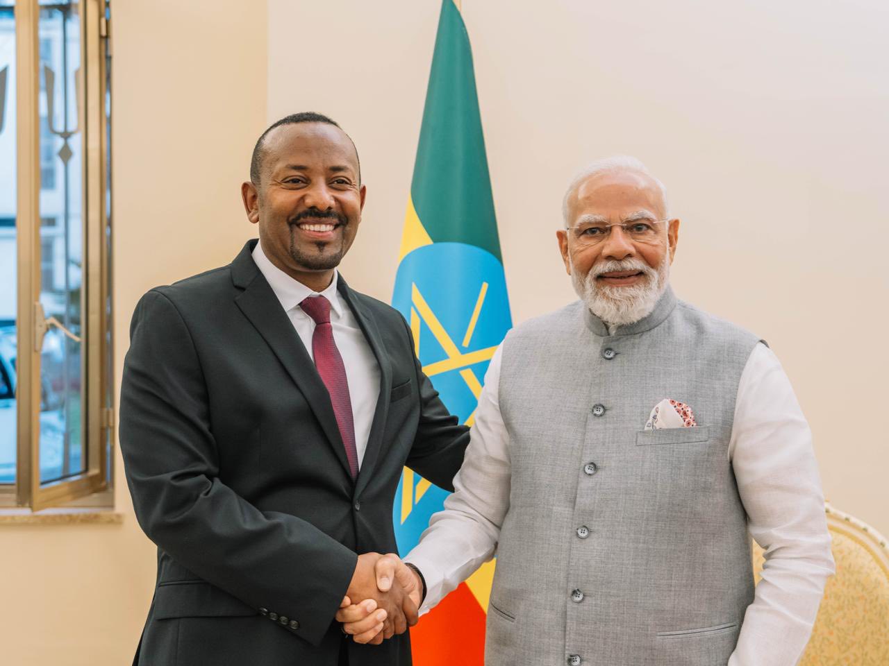 PM Abiy welcomes Indian Prime Minister Narendra Modi at National Palace