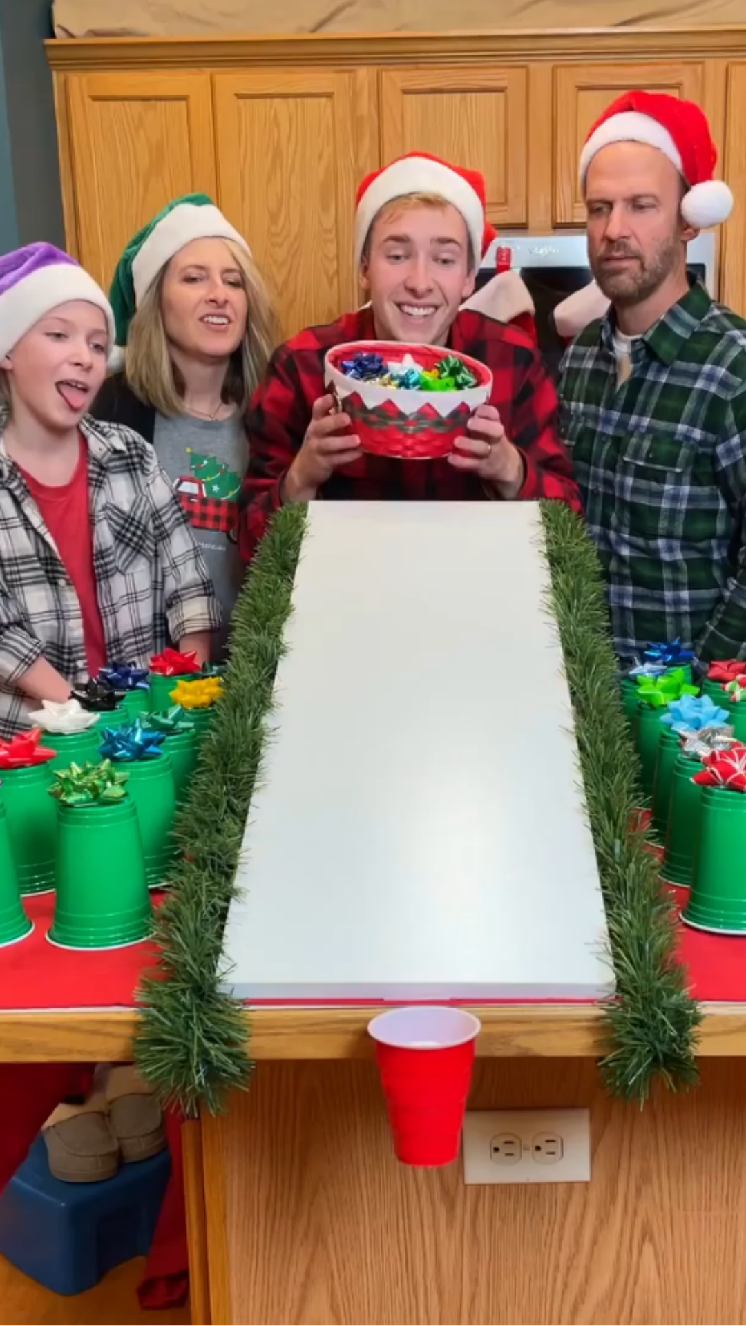 Christmas bow drop family challenge