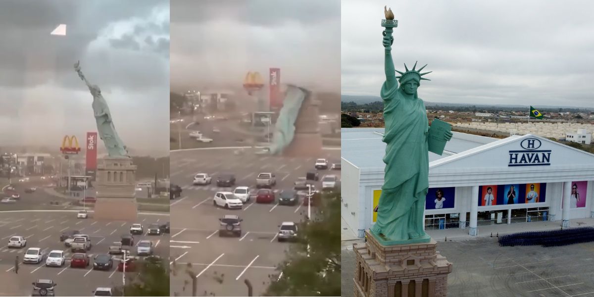 Replica of Statue of Liberty in Brazil brought down by strong winds