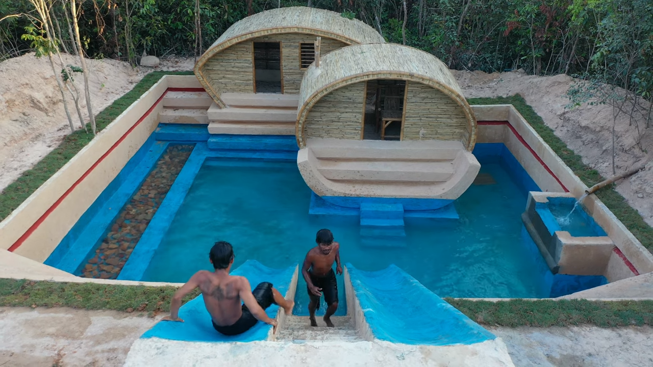 How one man built a $1M-style underground water slide park and twin ...