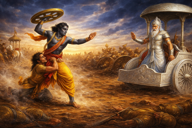 Was Krishna wrong to break his promise in the Mahabharata?