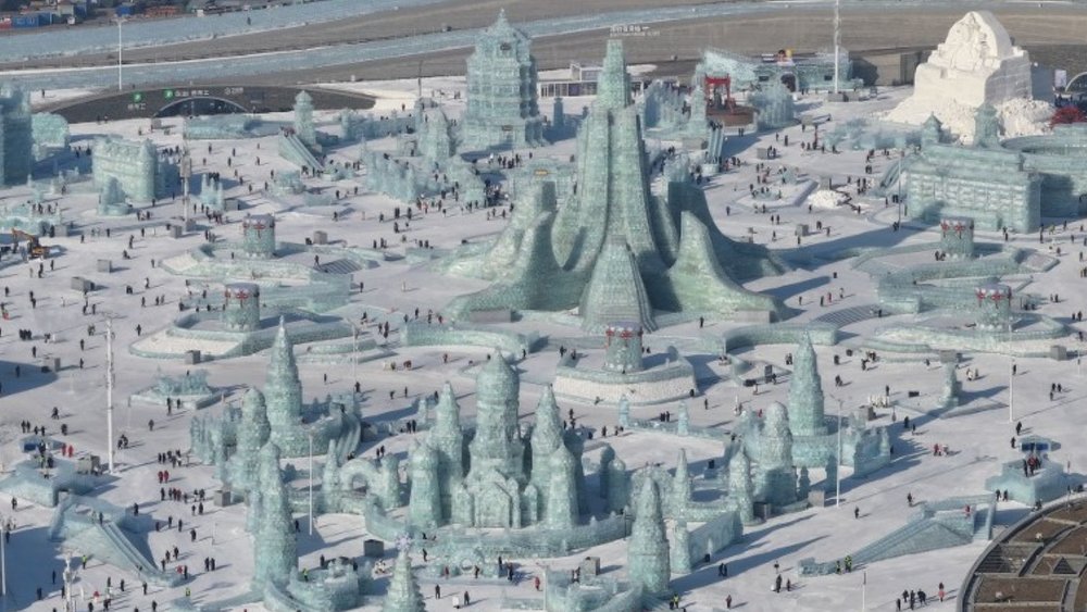 Giant snowman opens world's largest ice theme park