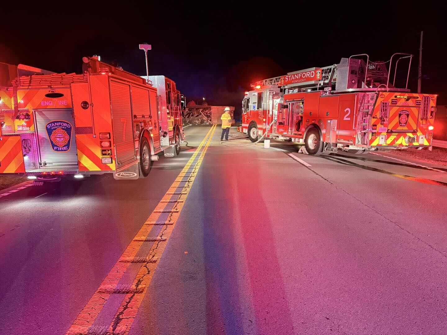 Two semis collide near Ky. high school