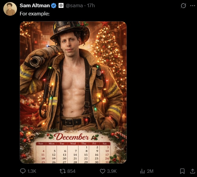 Sam Altman's shirtless firefighter AI image has the internet doing a ...