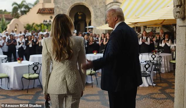 Melania lifts curtain on call with Trump in glam trailer as she shows ...