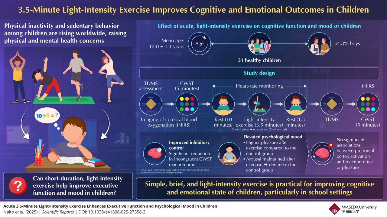 Short, light-intensity exercise can boost executive function and ...