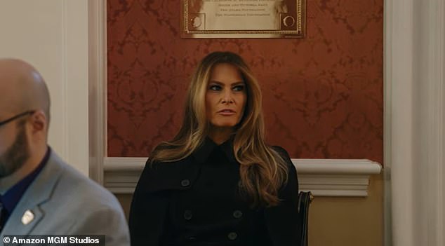 Melania lifts curtain on call with Trump in glam trailer as she shows ...