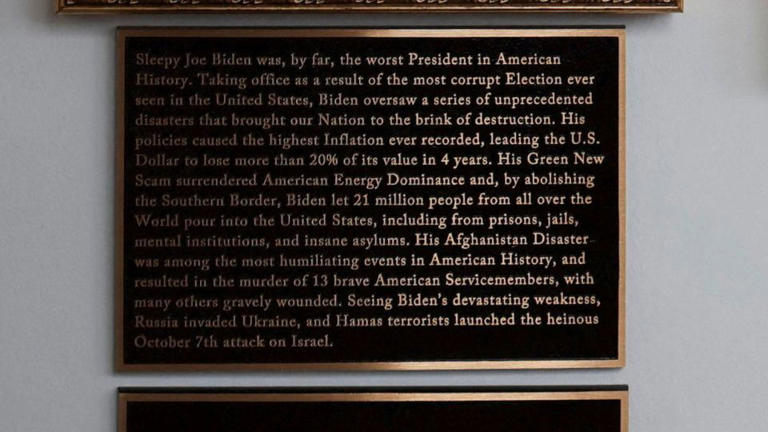 New plaques on Trump’s ‘Presidential Walk of Fame’ offer pointed ...