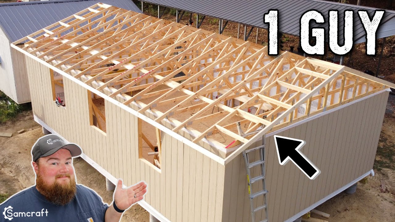 I built this entire roof by myself! DIY workshop build | Setting ...