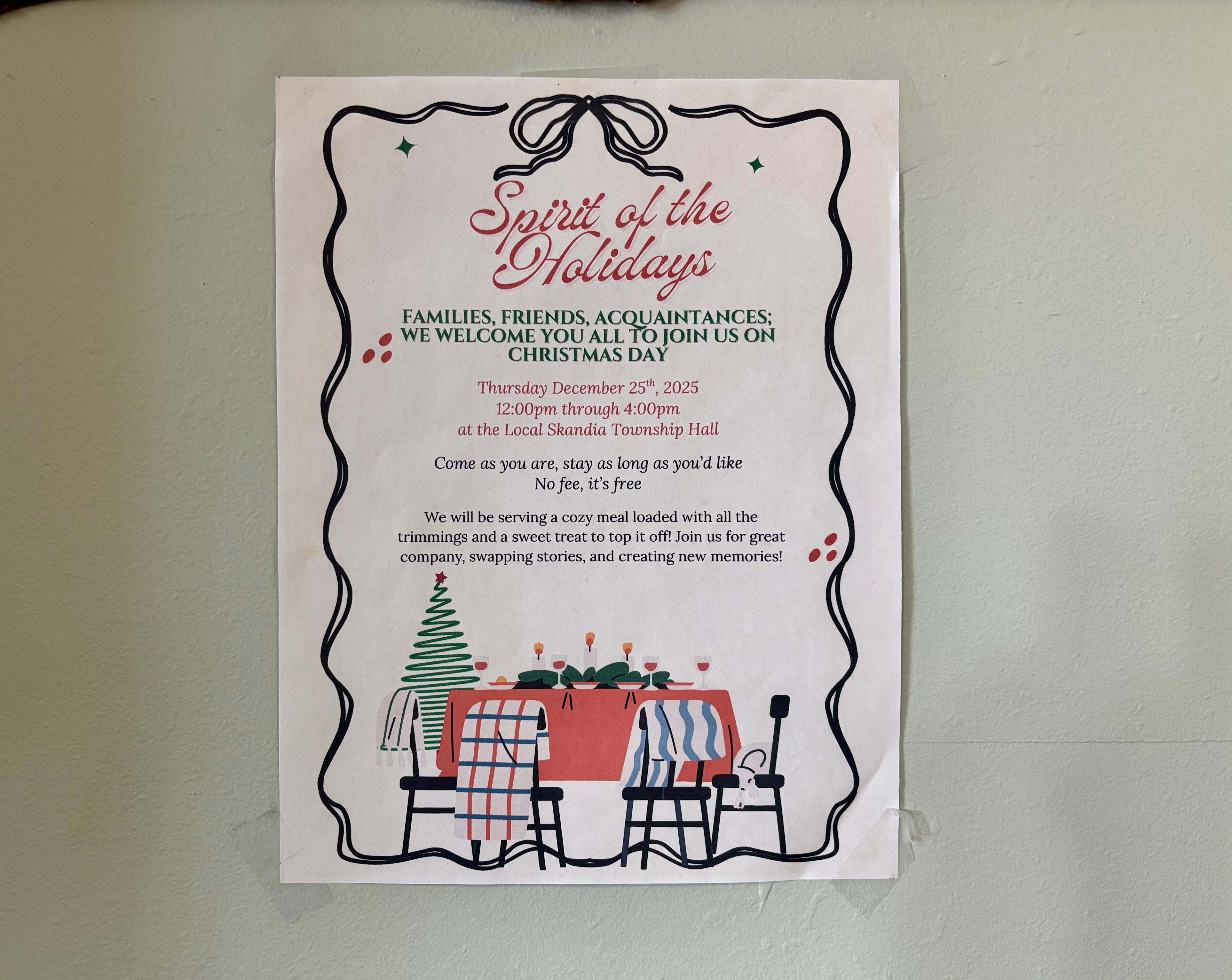 Free community meal to take place on Christmas Day in Skandia