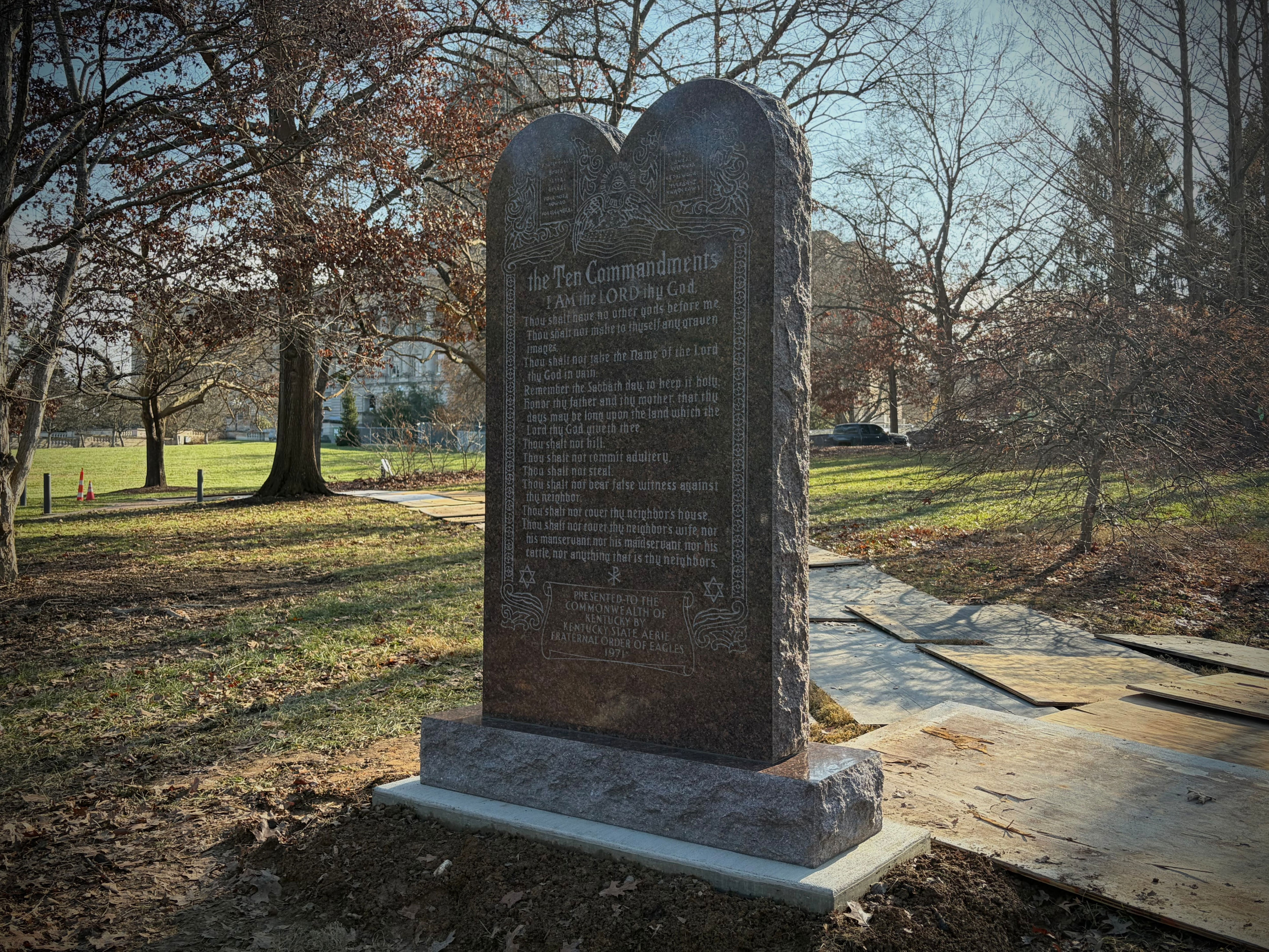 Ten Commandments monument returns to Kentucky Capitol grounds after ...