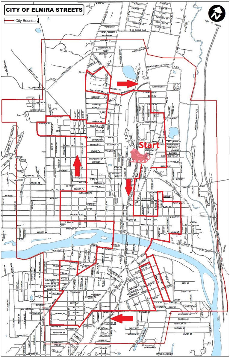 Where to spot Santa Claus during 2025 visit to Elmira city streets, see map