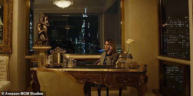 Melania lifts curtain on call with Trump in glam trailer as she shows ...