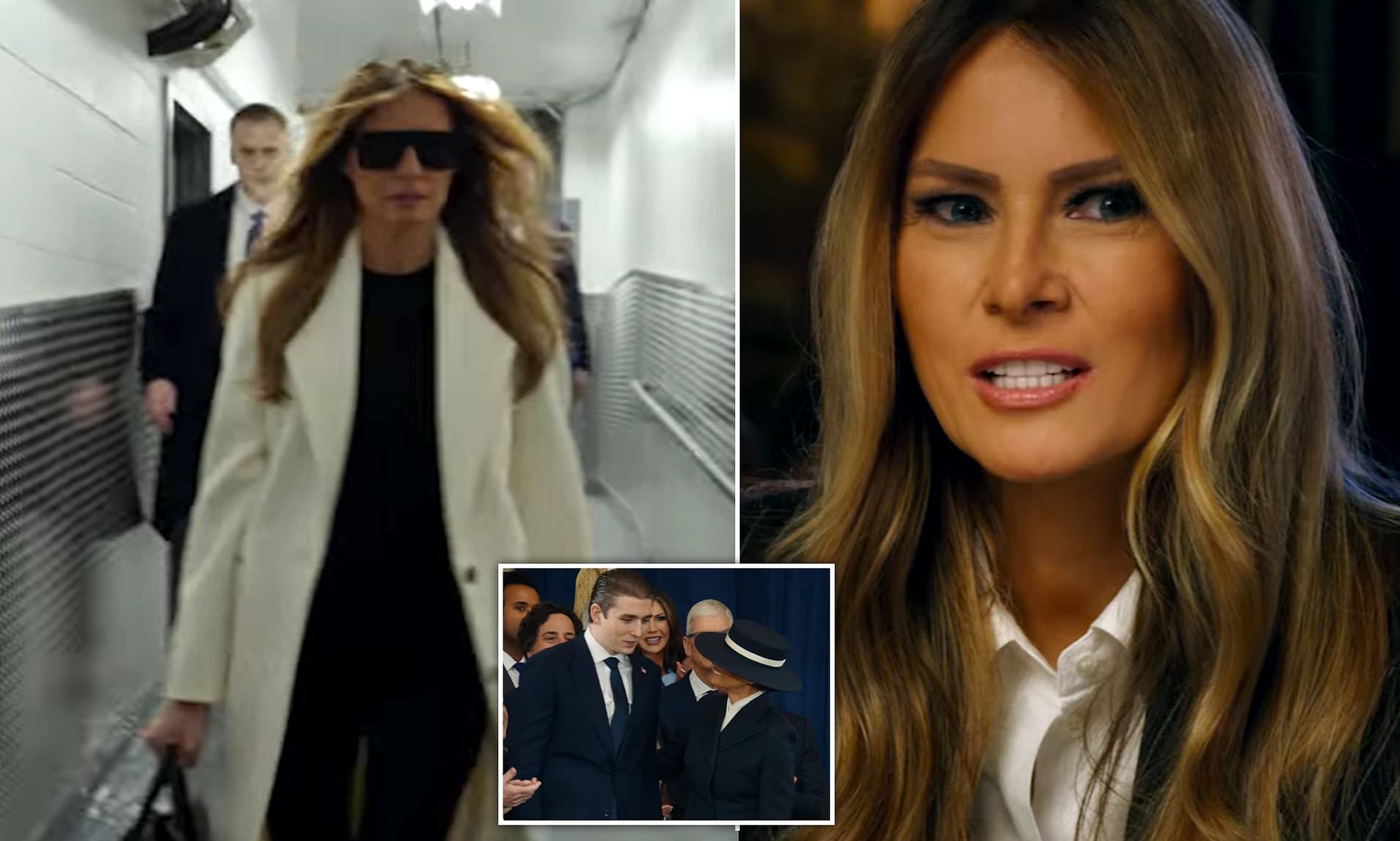 Melania lifts curtain on call with Trump in glam trailer as she shows ...