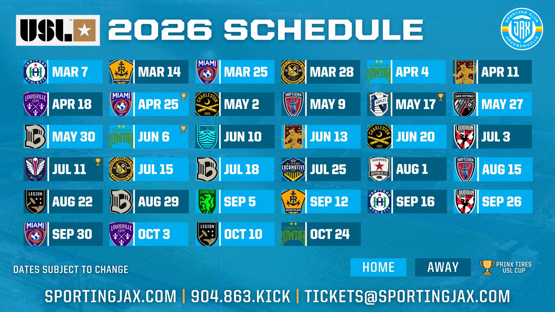 Sporting JAX unveils schedule for inaugural men’s season