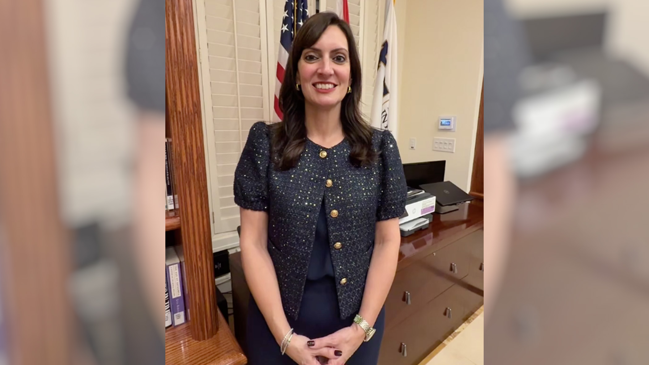 FIU President Jeanette Nunez congratulates Eliott Rodriguez on career ...