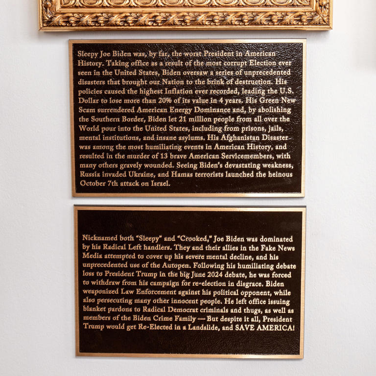 White House installs plaques mocking former presidents Barack Obama and ...