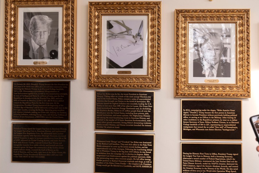 'Worst president': Trump adds plaques attacking Biden, Obama under WH ...