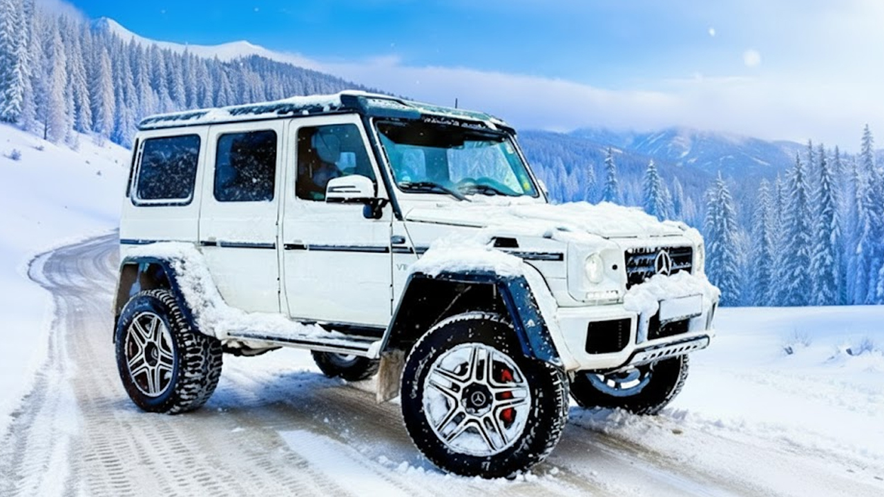Mercedes G500 4x4 squared snow test